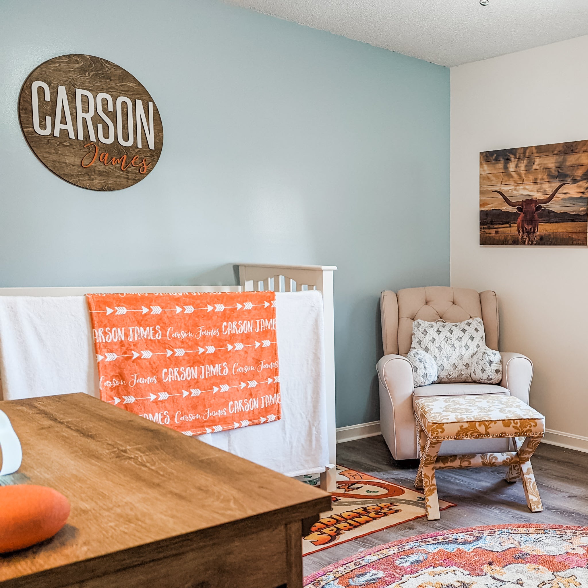 Carson James Round Name Sign – Hickory Hollow Designs