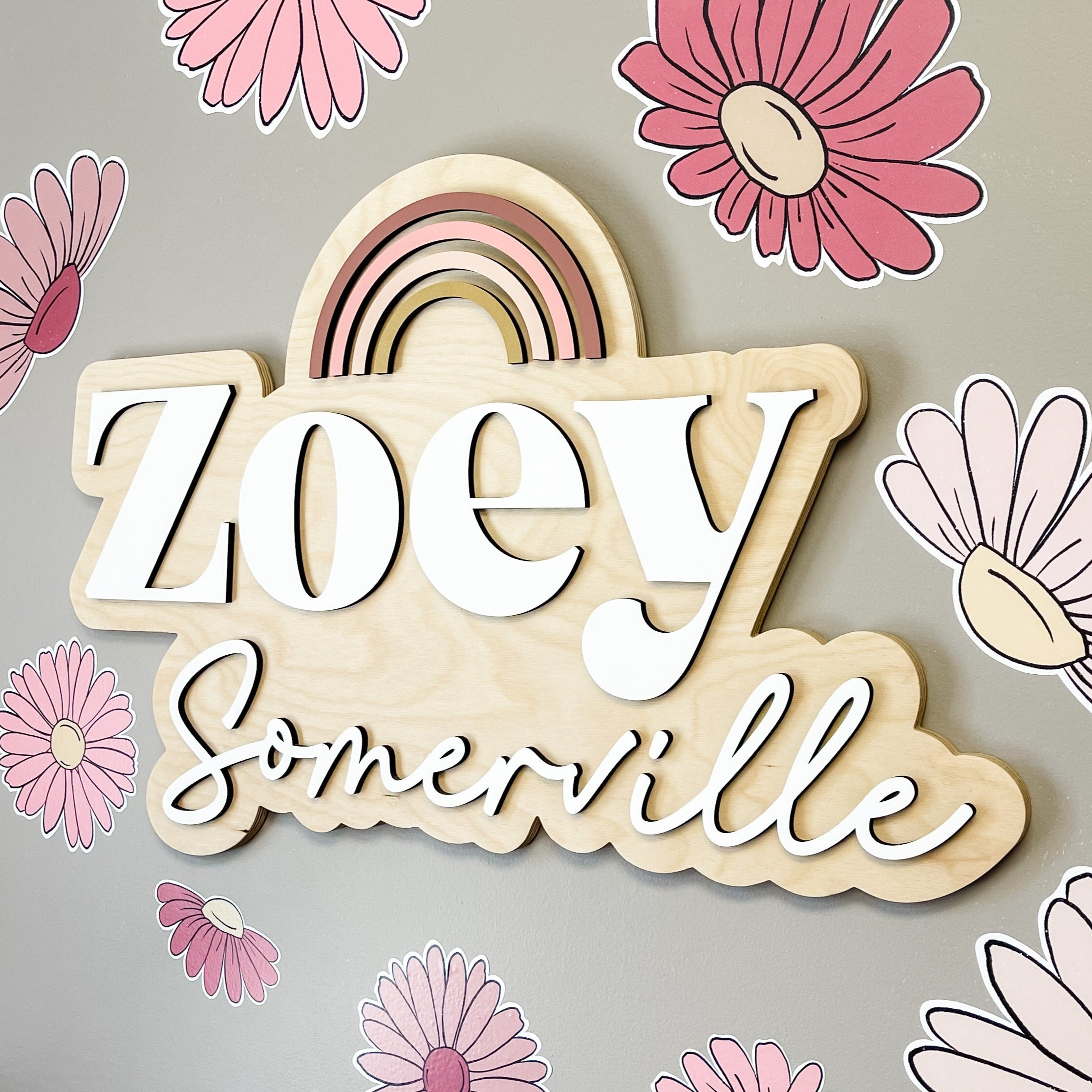 Zoey Rainbow Outline Name Sign – Hickory Hollow Designs