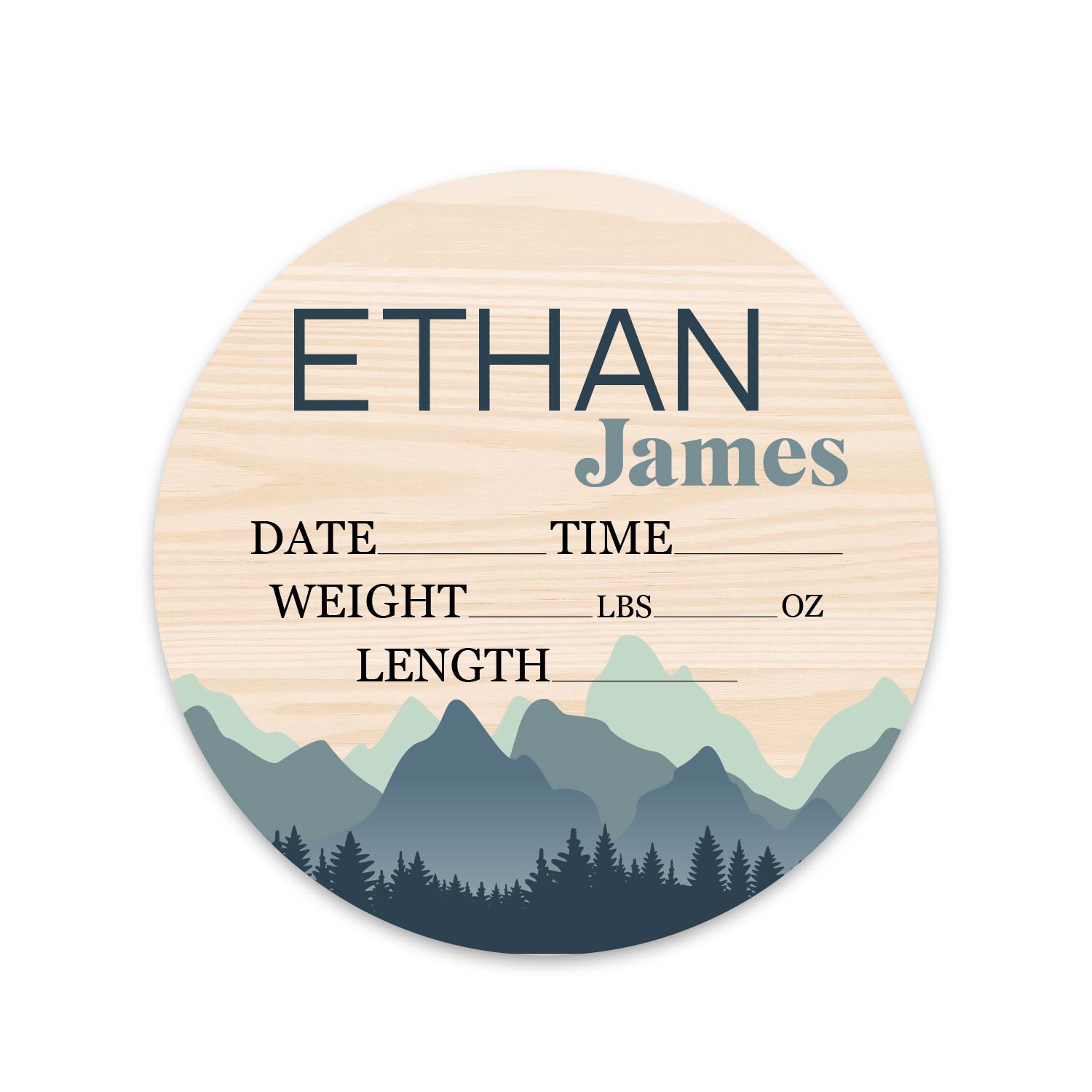 Ethan James Blue Mountain Birth Stat – Hickory Hollow Designs
