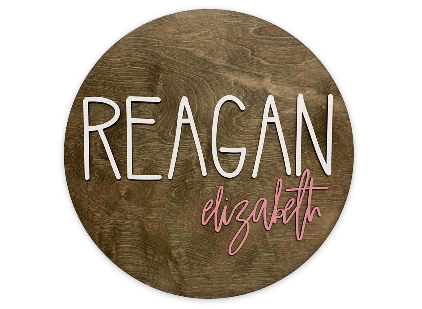 Reagan Elizabeth Round Name Sign – Hickory Hollow Designs